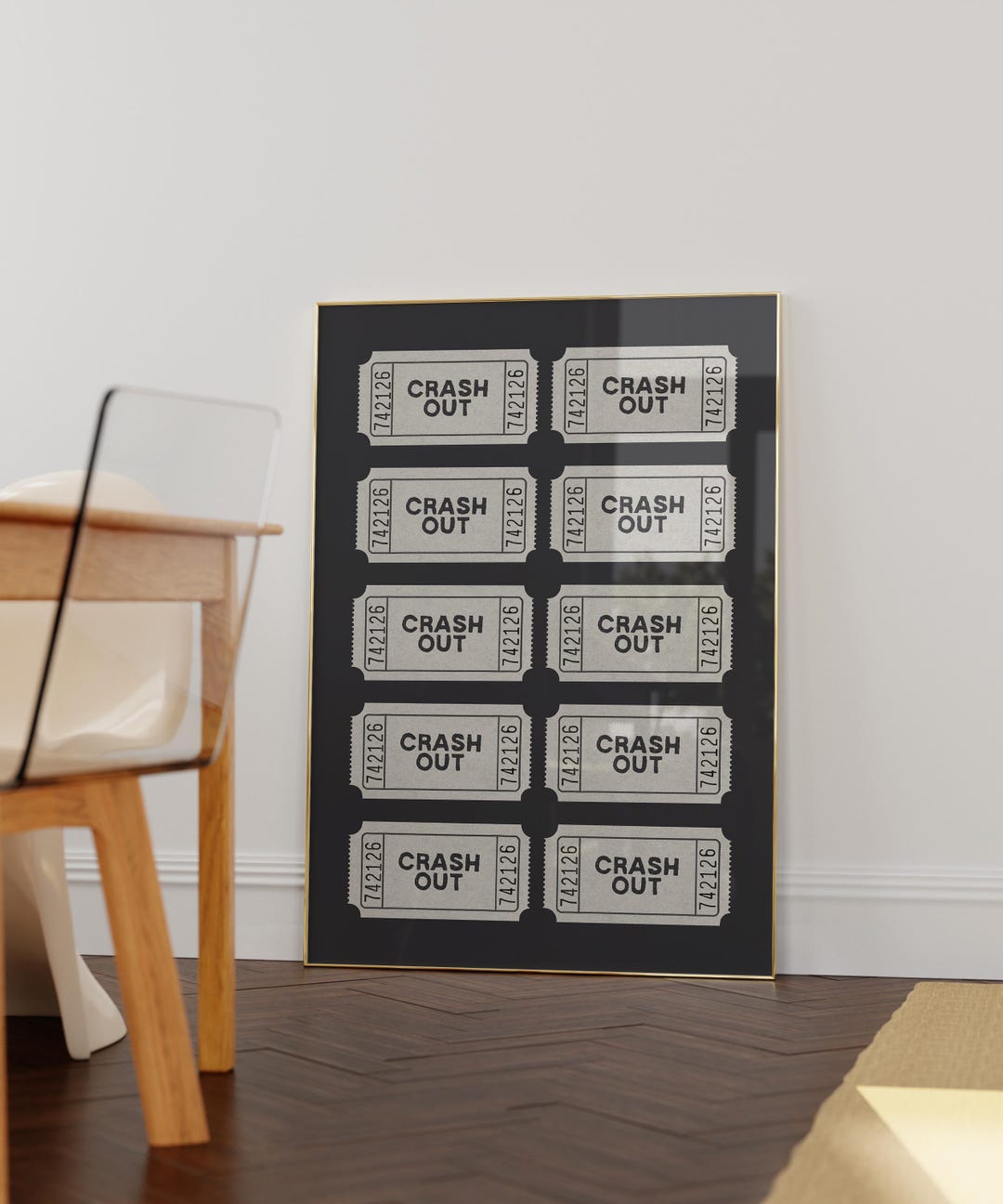 Crash Out Admission Ticket | Grey & Black Poster | Dorm Decor | Digital ...
