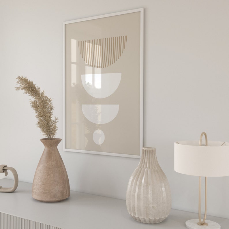 Beige Abstract Line Art Set of 5/ Minimalist Modern Beige Wall Art ...