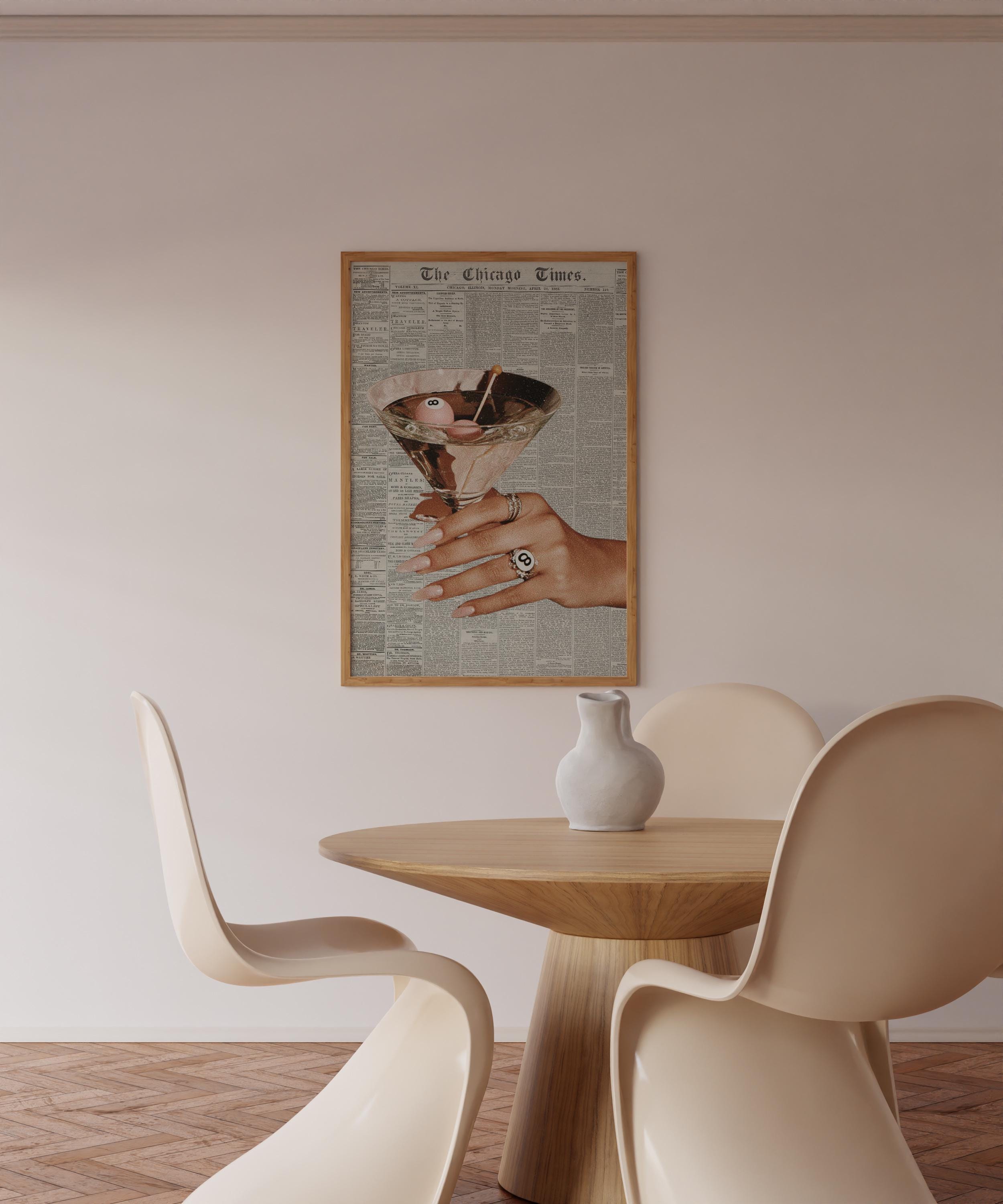 Pink Retro 8- Ball Cocktail Print | 8-ball Art | Cocktail | Retro ...