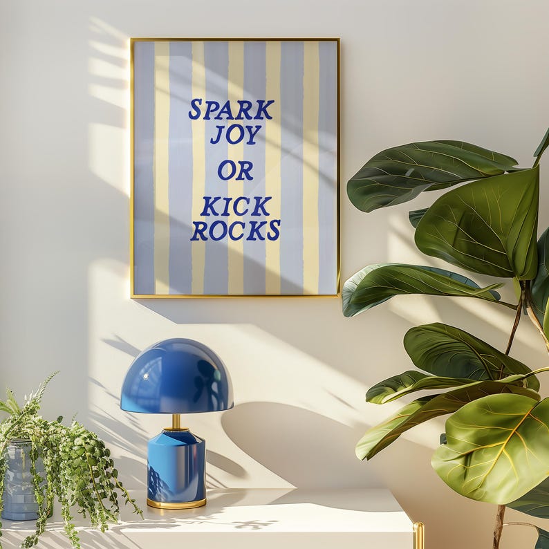 Spark Joy or Kick Rocks Print | Sassy Entryway Quote Wall Art (digital ...