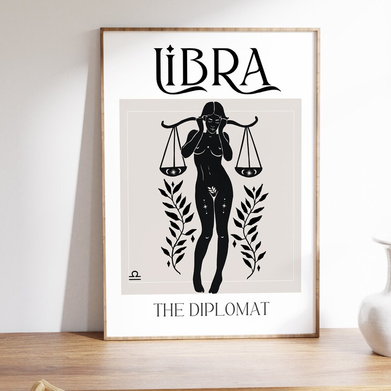 Libra Zodiac Goddess Wall Art Poster/printable Zodiac Art/printable ...