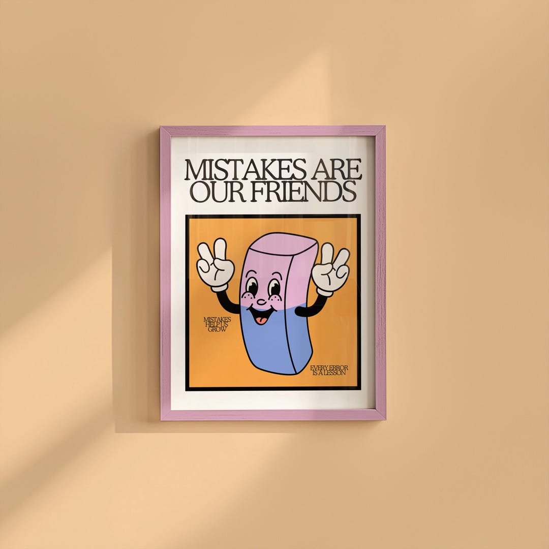 Retro 70s Classroom Art: Make Mistakes Learning Poster (printable ...