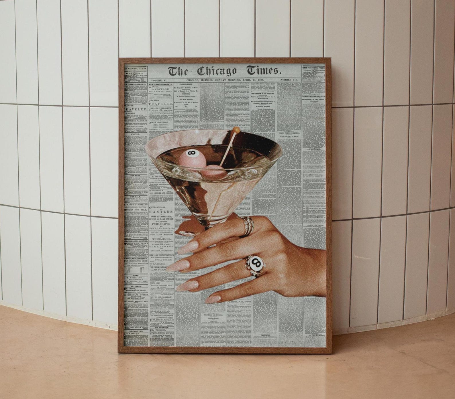 Pink Retro 8- Ball Cocktail Print | 8-ball Art | Cocktail | Retro ...