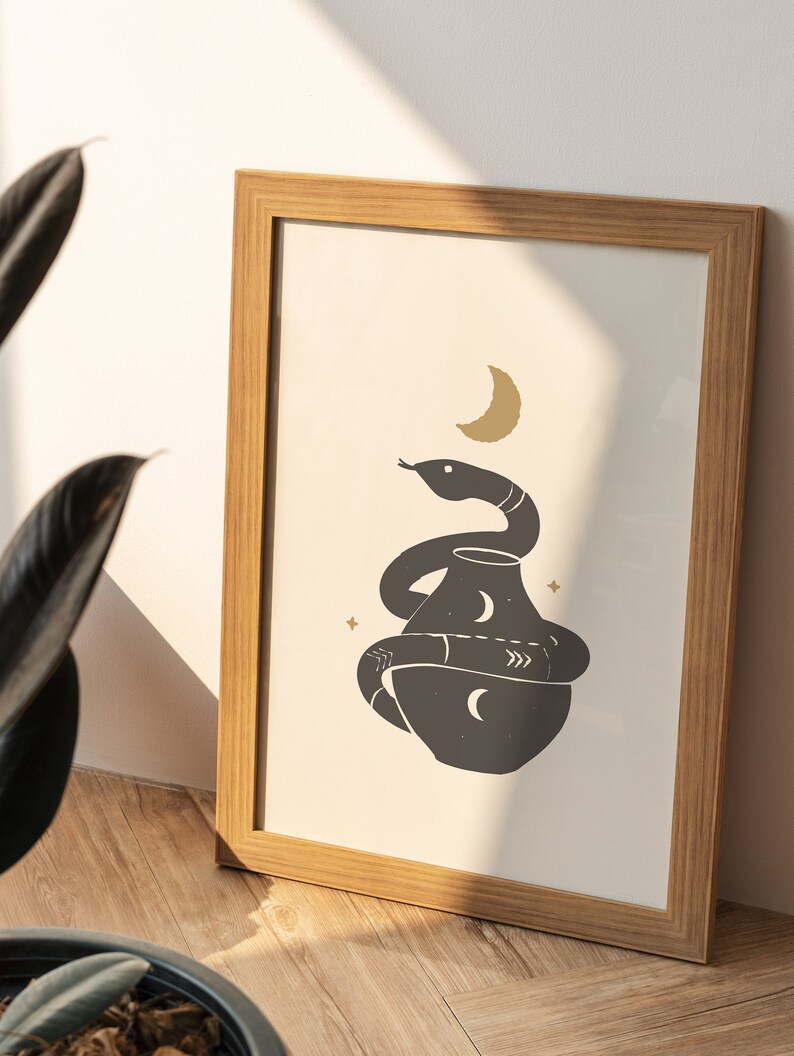 Mystic Snake Vase Art Print/ Printable Wall Art/boho Wall - Etsy