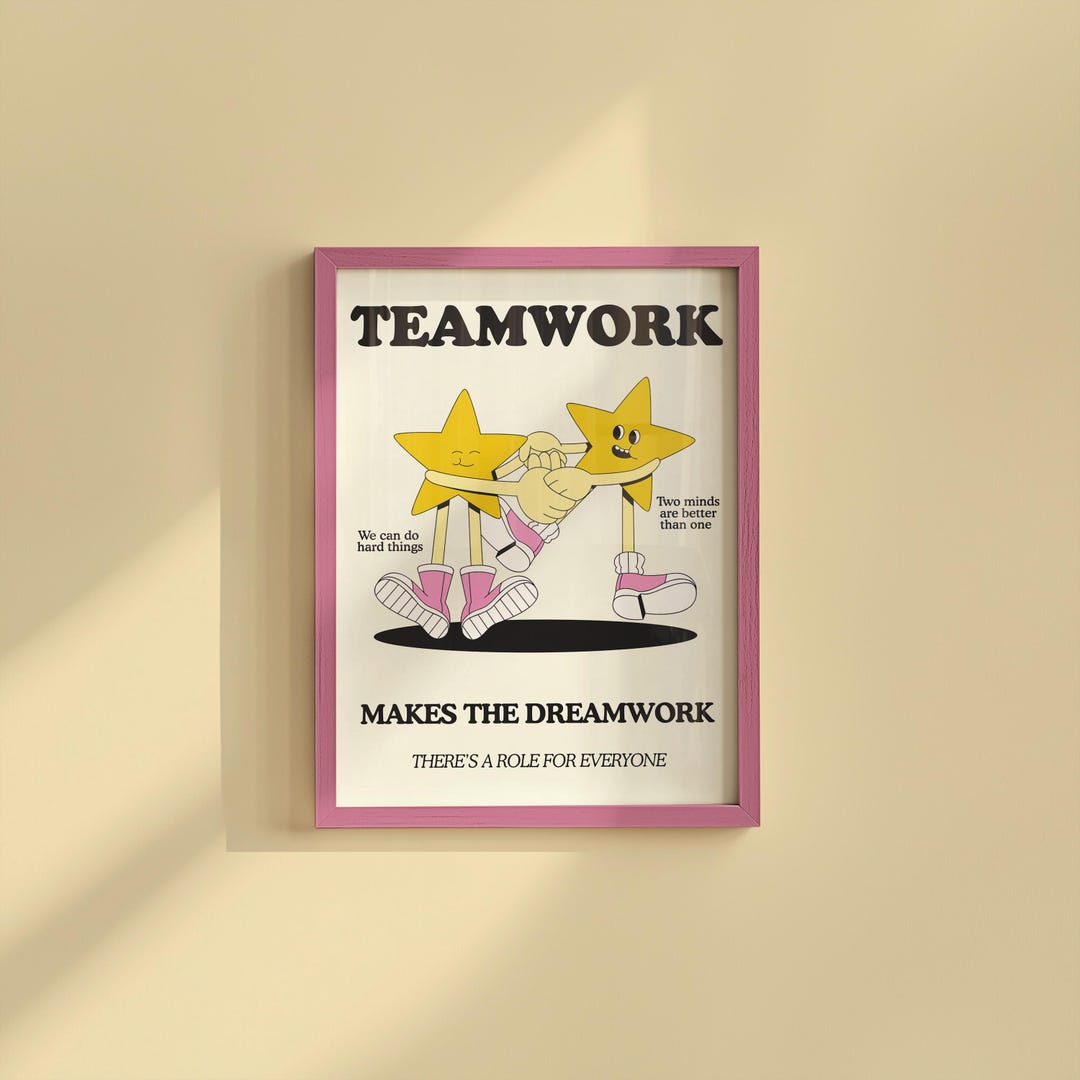 Cute Character Classroom Art - Printable Class Art - Teamwork Makes the ...