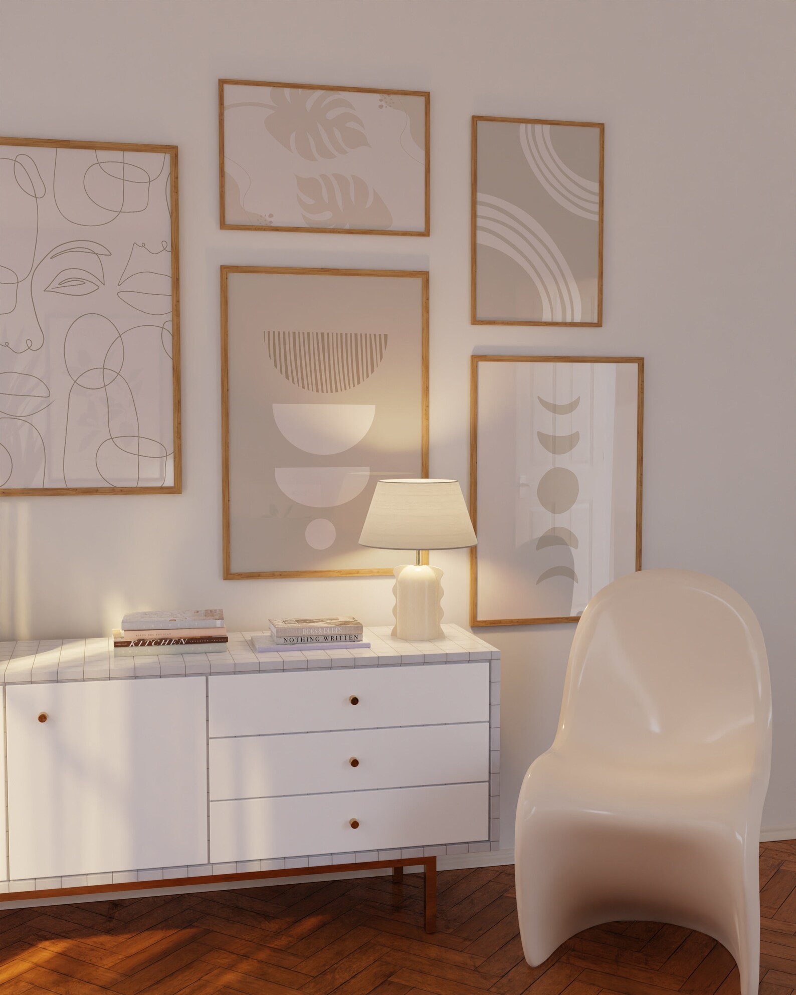 Beige Abstract Line Art Set of 5/ Minimalist Modern Beige Wall - Etsy