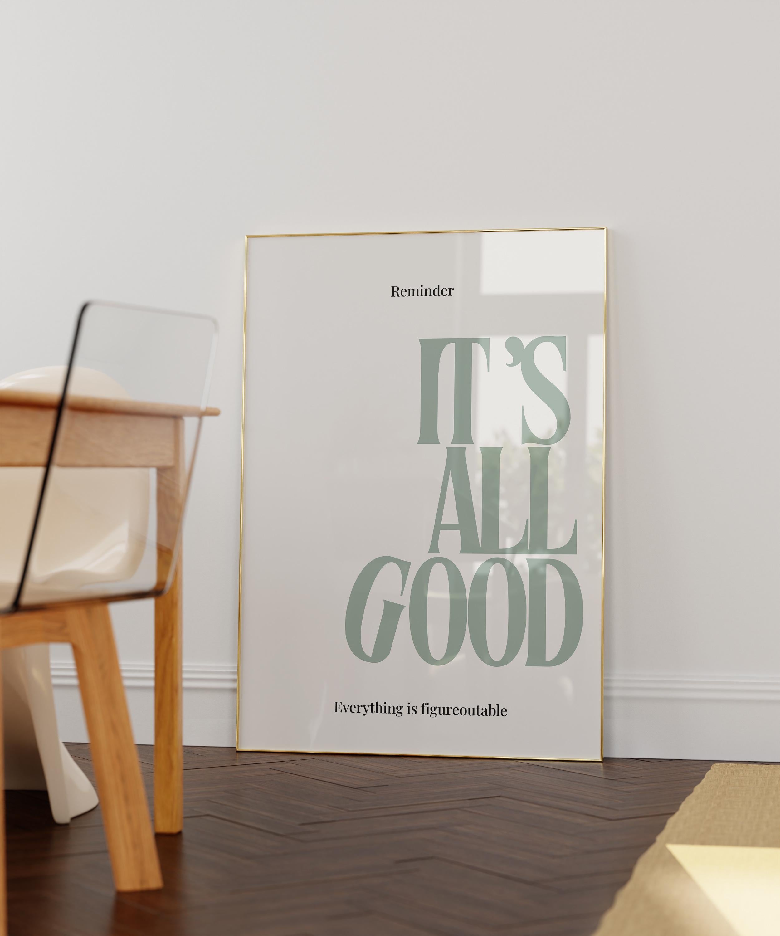 It's All Good Empowerment Poster - Printable Wall Art - Sage Green ...