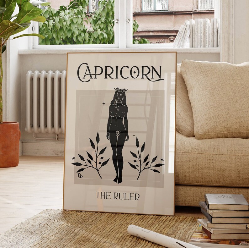 Capricorn Zodiac Goddess Wall Art Poster/printable Zodiac Art/printable ...