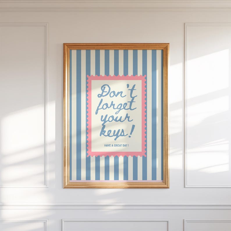 Don't Forget Your Keys Striped Poster - Art for Entryway - Housewarming ...