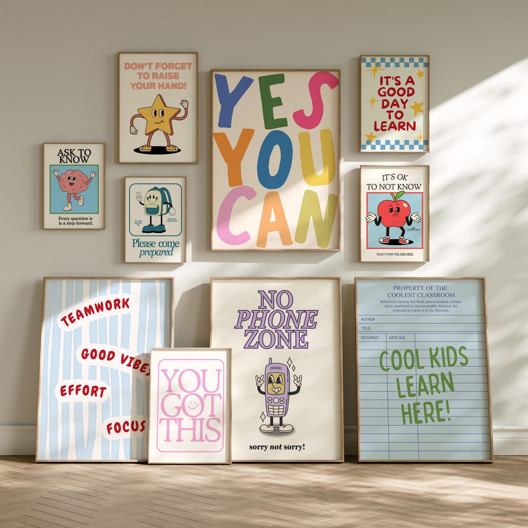 Retro Character Classroom Prints – Set of 10 Positivity Classroom ...