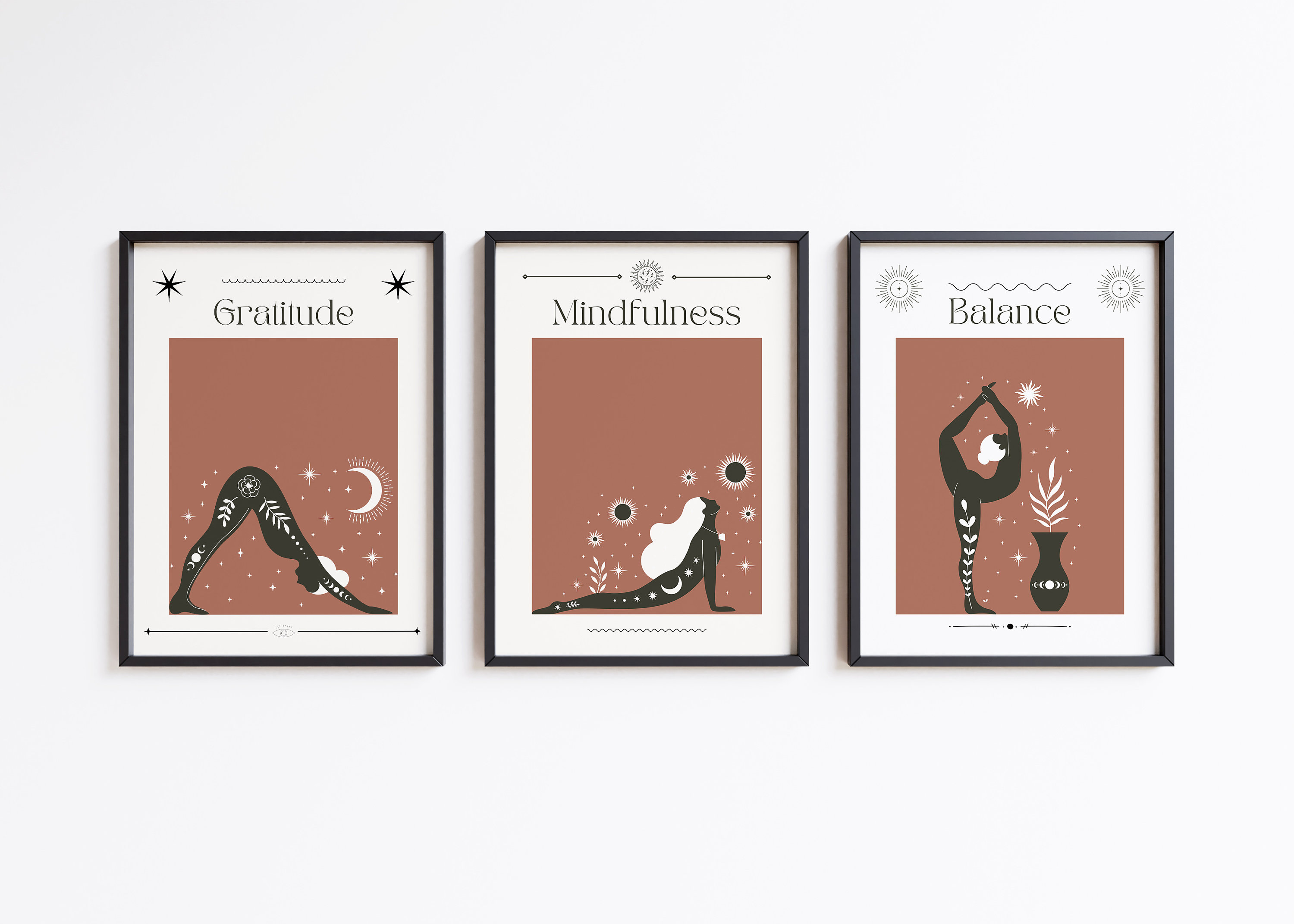 Cosmic Yoga Pose Sequence Art Set of 3/yoga Pose Art Poster/art for ...