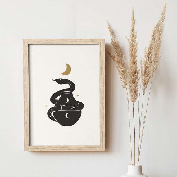 Mystic Snake Vase Art Print/ Printable Wall Art/boho Wall | Etsy