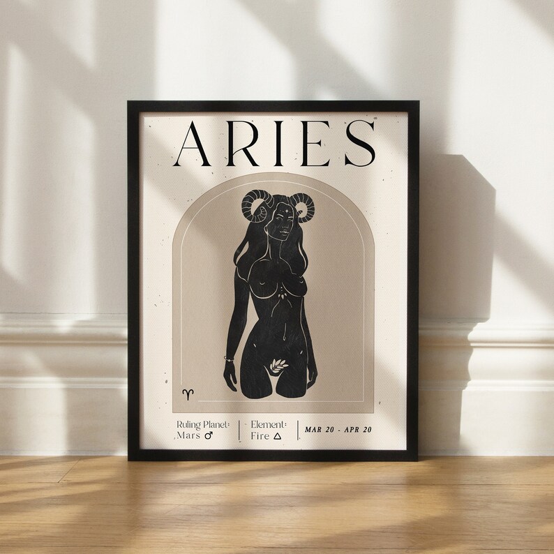 Aries Zodiac Goddess Wall Art Poster/printable Zodiac Art/printable ...