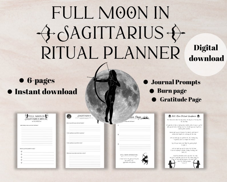 Printable Full Moon in Sagittarius Ritual Planner,moon Planner, Full Moon Ritual /printable ...