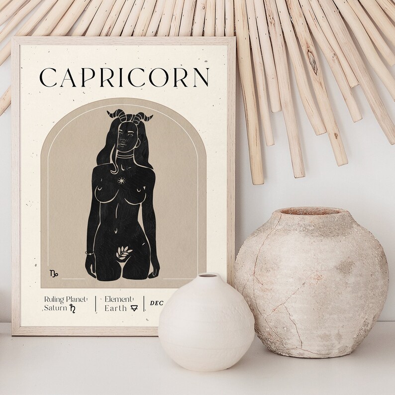 Capricorn Zodiac Goddess Wall Art Poster/printable Zodiac Art/printable ...