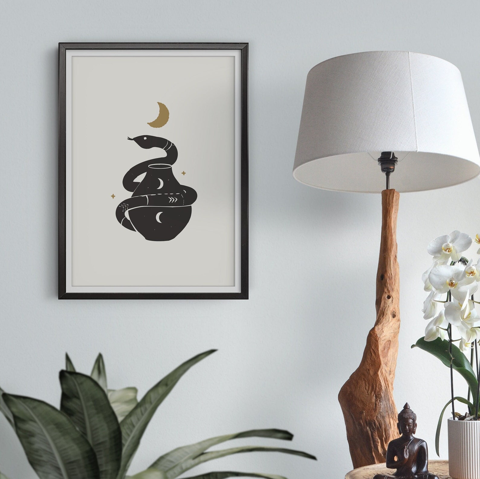Mystic Snake Vase Art Print/ Printable Wall Art/boho Wall - Etsy