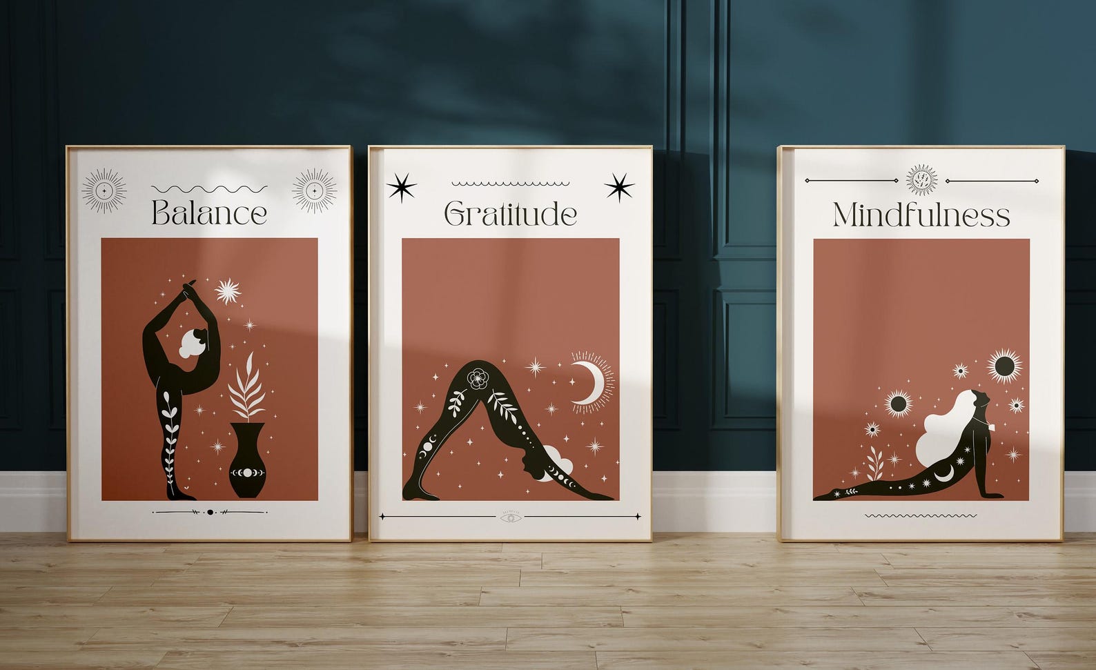Cosmic Yoga Pose Sequence Art Set of 3/yoga Pose Art Poster/art for ...