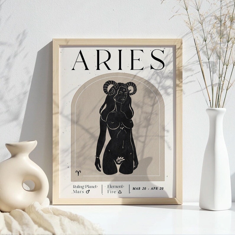 Aries Zodiac Goddess Wall Art Poster/printable Zodiac Art/printable ...