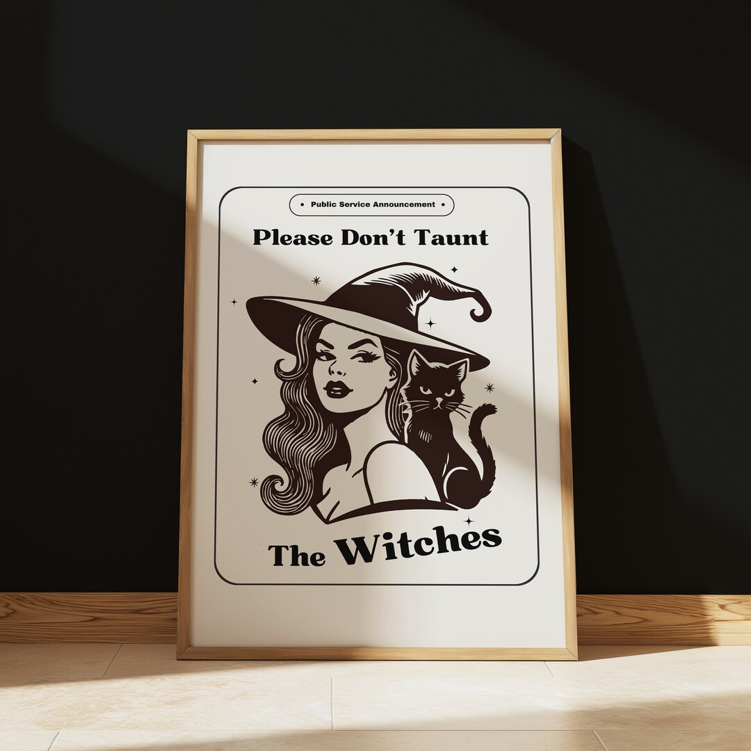 Witch Poster - Halloween Art - Black & White Retro Poster - 70's ...