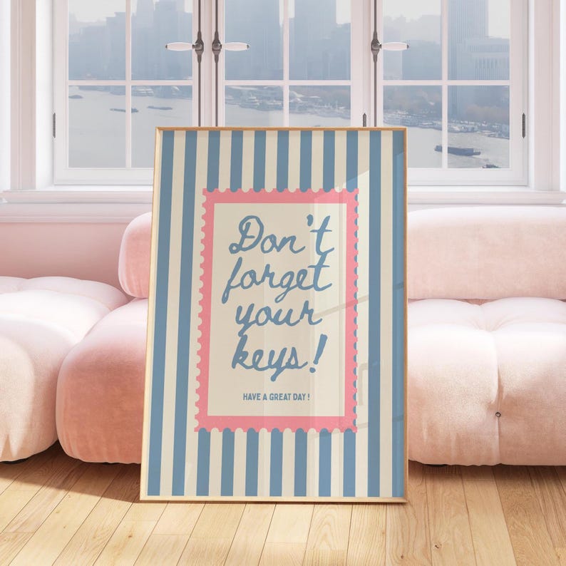 Don't Forget Your Keys Striped Poster - Art for Entryway - Housewarming ...