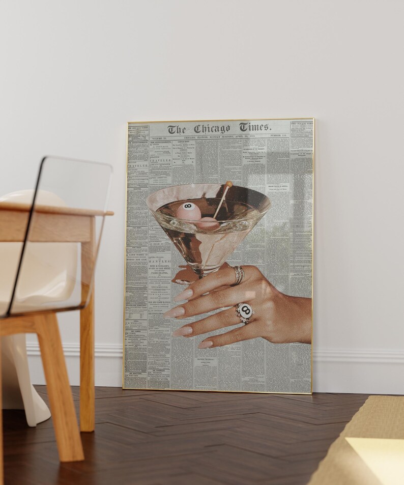 Pink Retro 8- Ball Cocktail Print | 8-ball Art | Cocktail | Retro ...