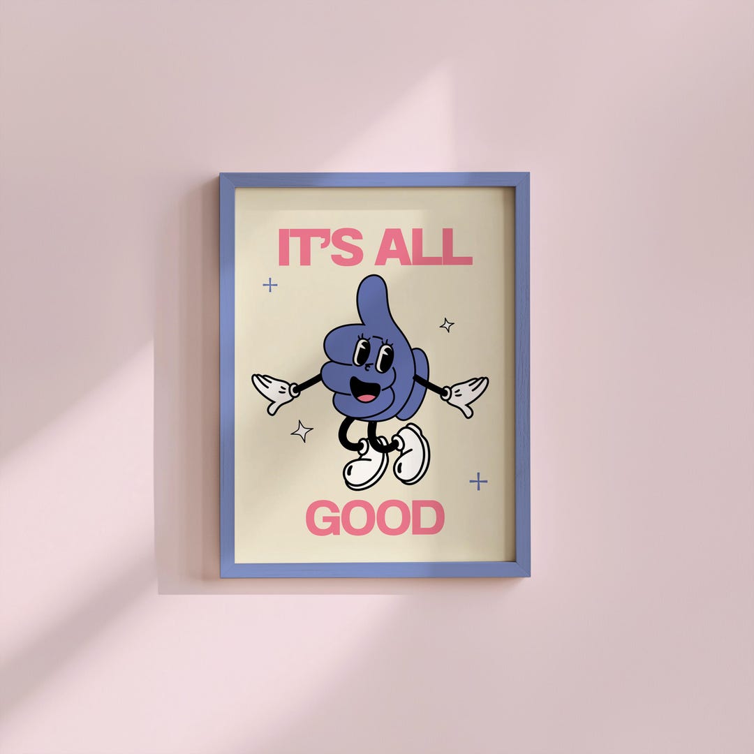 Retro Thumbs up Wall Art - All Good Retro Poster - Digital Download ...