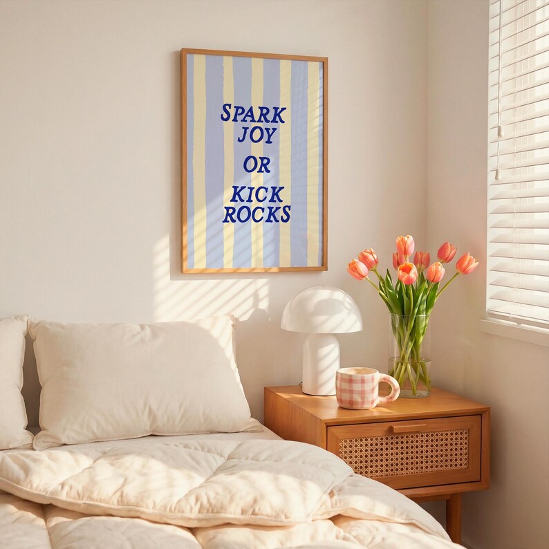 Spark Joy or Kick Rocks Print | Sassy Entryway Quote Wall Art (digital ...
