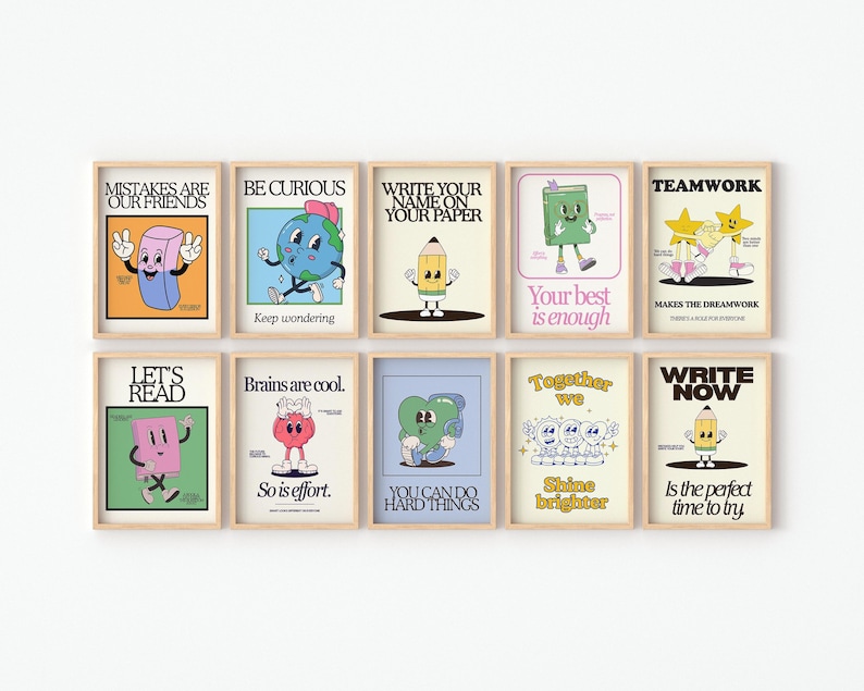 Cute Character Classroom Gallery Set of 10 Prints - Classroom Decor ...