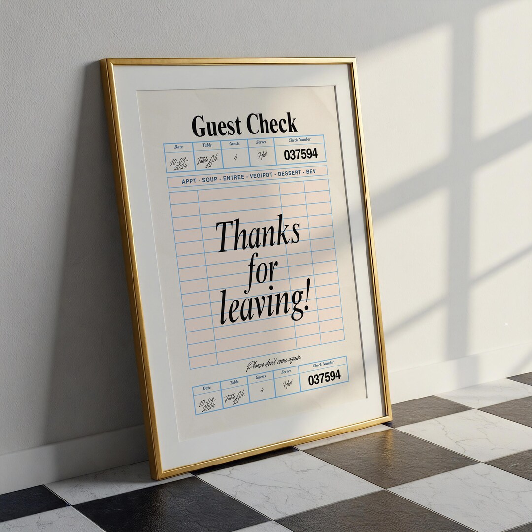 Funny Guest Check Poster: Retro Diner Kitchen Decor (digital Download ...