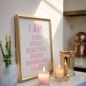 I Am Affirmation Print - Printable Wall Art - Self Love Wall Art - Cute ...