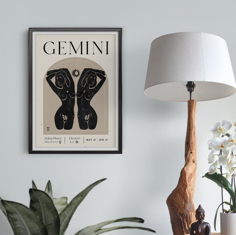 Gemini Zodiac Goddess Wall Art Poster/printable Zodiac Art/printable ...