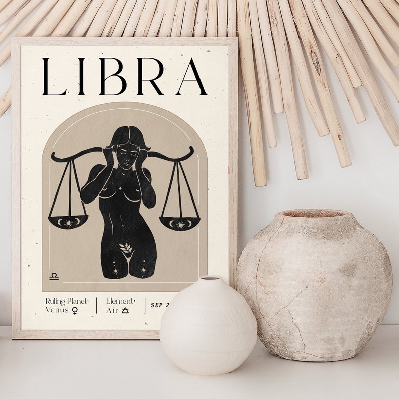 Libra Zodiac Goddess Wall Art Poster/printable Zodiac Art/printable ...