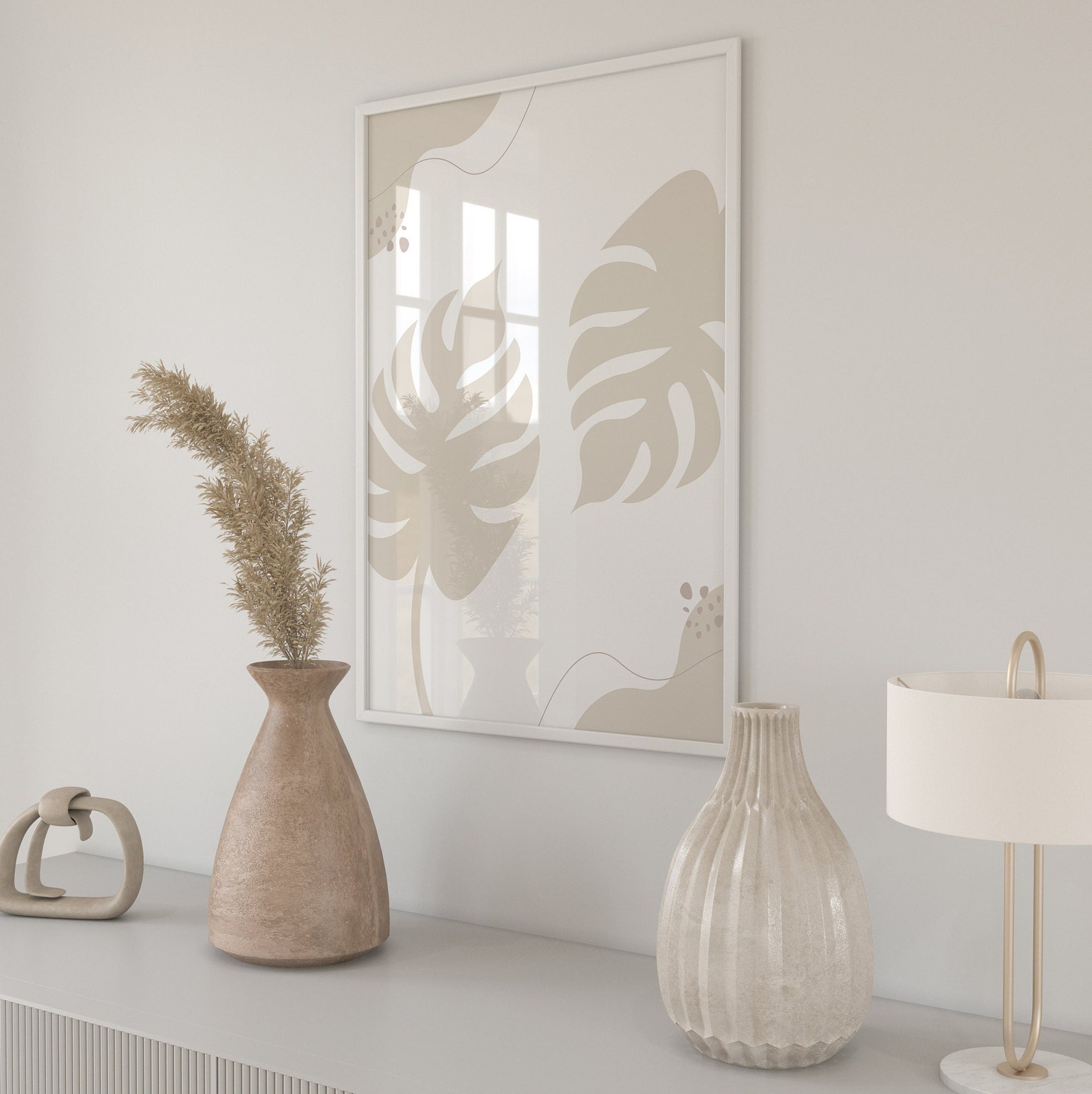 Beige Abstract Line Art Set of 5/ Minimalist Modern Beige Wall Art ...