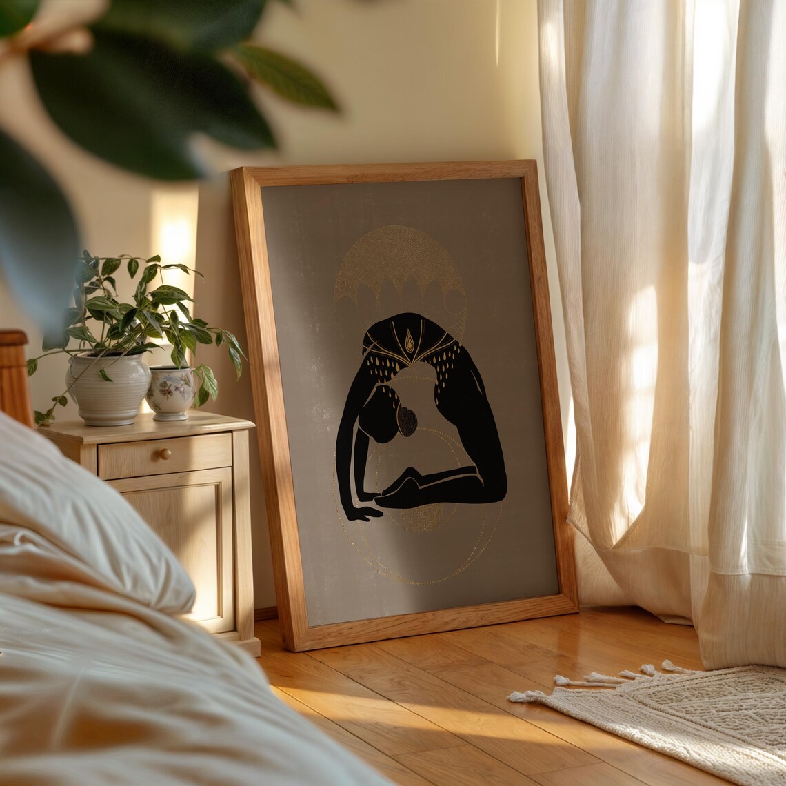 Golden Yoga Pose Printable Wall Art/yoga Goddess Art Print/yogi Artwork ...