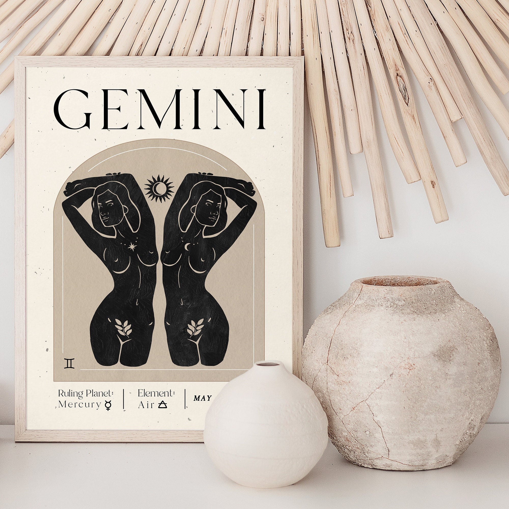Gemini Zodiac Goddess Wall Art Poster/printable Zodiac Art/printable ...