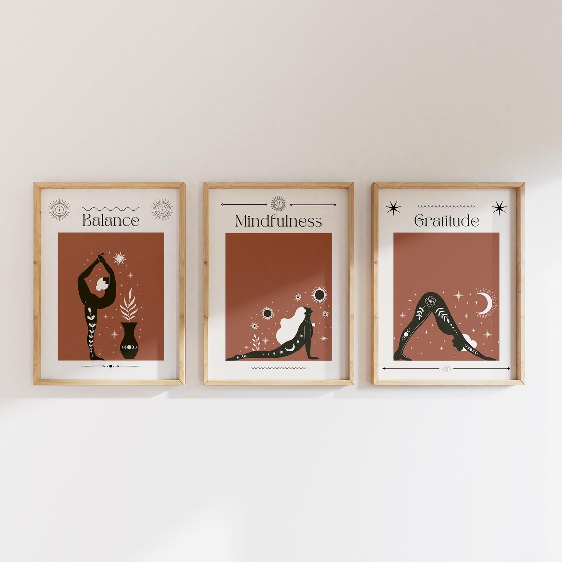 Cosmic Yoga Pose Sequence Art Set of 3/yoga Pose Art Poster/art for ...