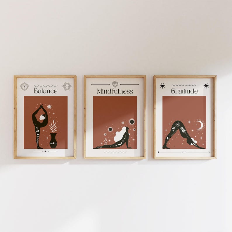 Cosmic Yoga Pose Sequence Art Set of 3/yoga Pose Art Poster/art for ...