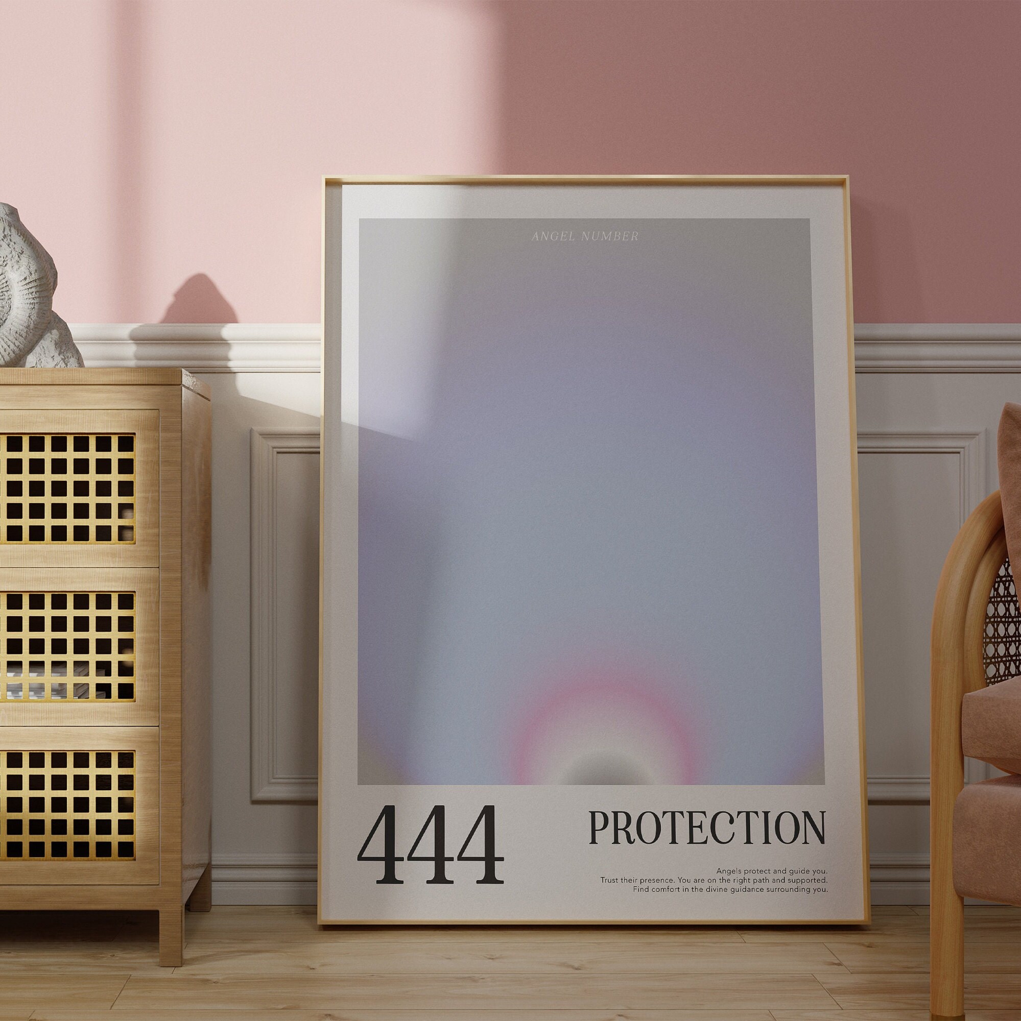 444 Angel Number - Aura Gradient Art Print - Angel Number Poster ...