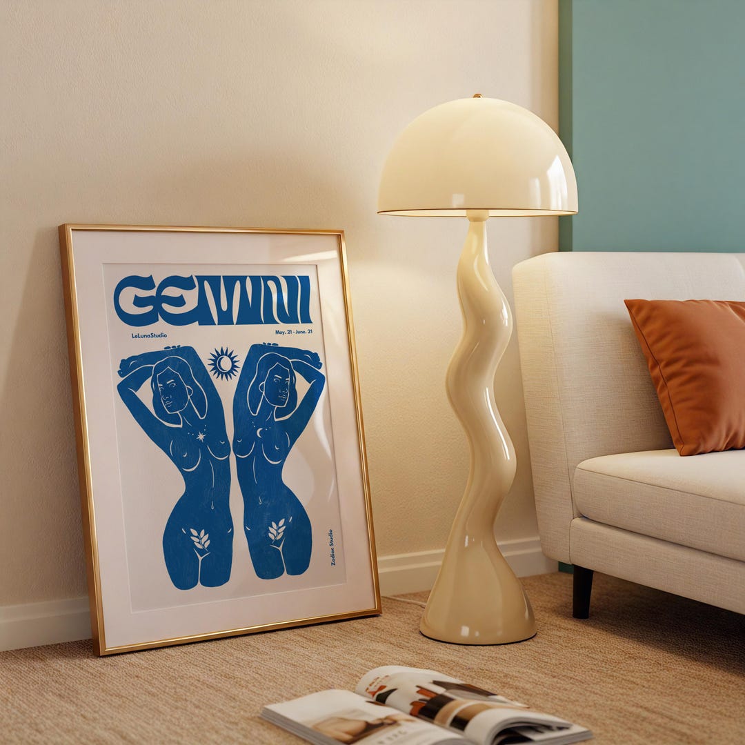 Blue Retro Gemini Wall Art Poster/printable Art/minimalist Wall Art ...