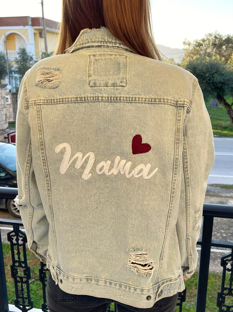 Hand Embroidered Mama Oversized Denim Jacket Medium Blue, Maternity ...