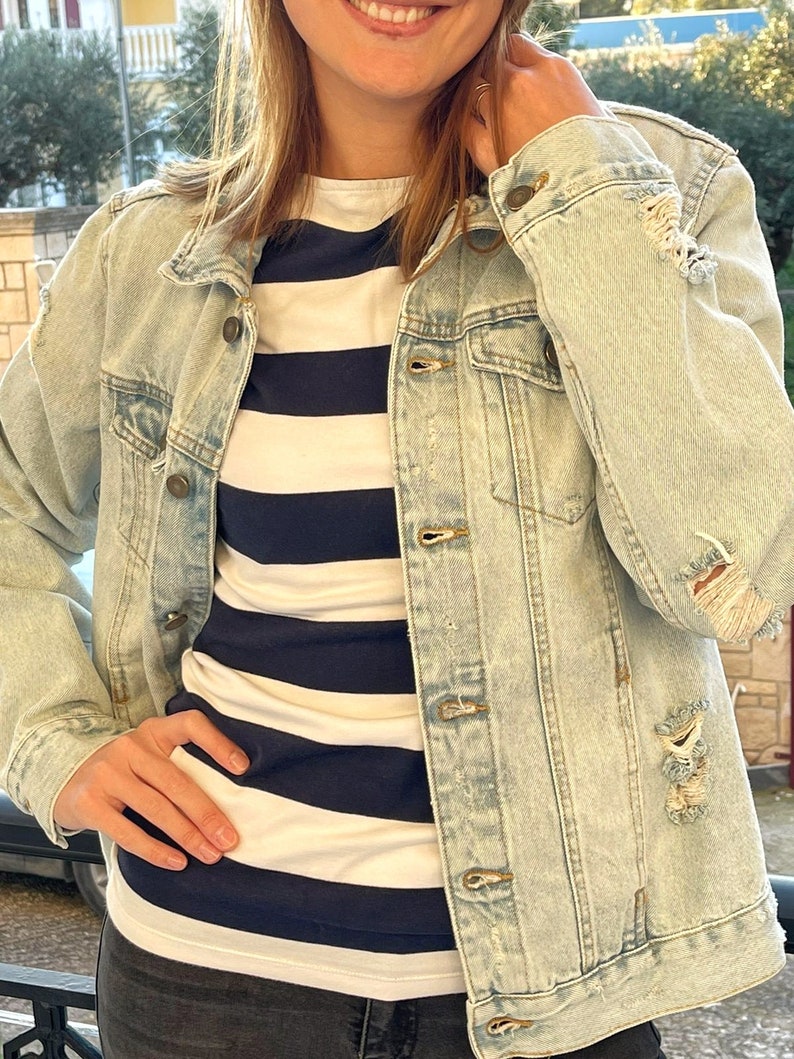 Hand Embroidered Mama Oversized Denim Jacket Medium Blue, Maternity ...