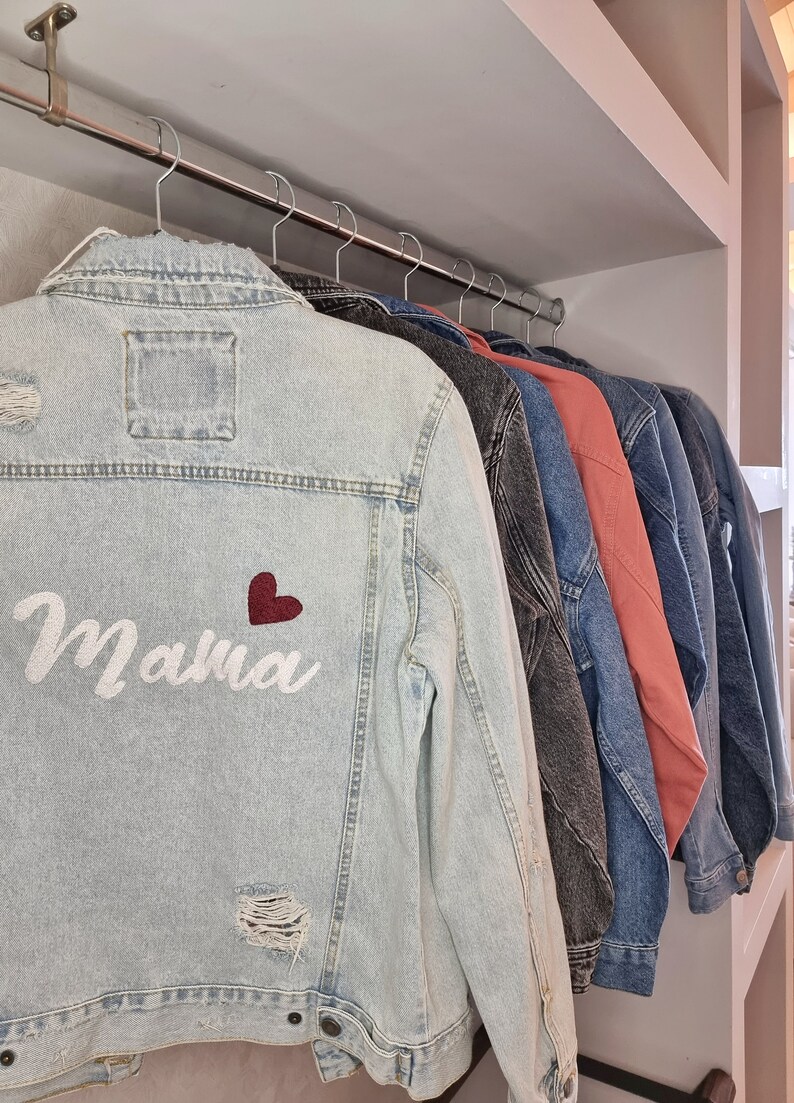 Hand Embroidered Mama Oversized Denim Jacket Medium Blue, Maternity ...