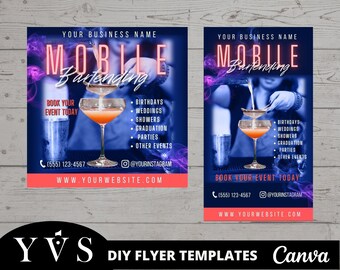 Mobile Bartending Flyer DIY Mixologist Bartender Drink Services Party ...