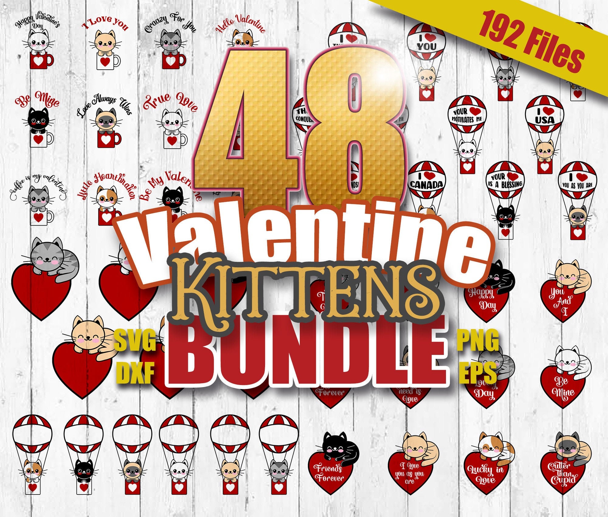 Valentine Svg Bundle Kittens Girl Valentine Svg Girls - Etsy