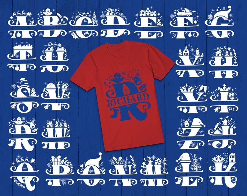 Christmas SGV Monogram, Christmas Split Letters, Christmas Split ...