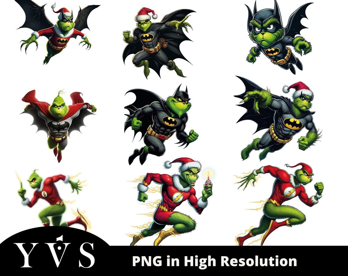 Grinch Super Hero Bundle, Grinch Clipart Png, Grinch Png Bundle, Grinch ...