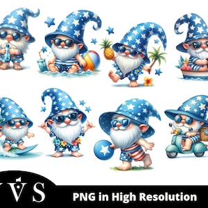 BEACH GNOMES CLIPART Bundle, Summer Gnomes Clipart, Beach Gnomes Png ...