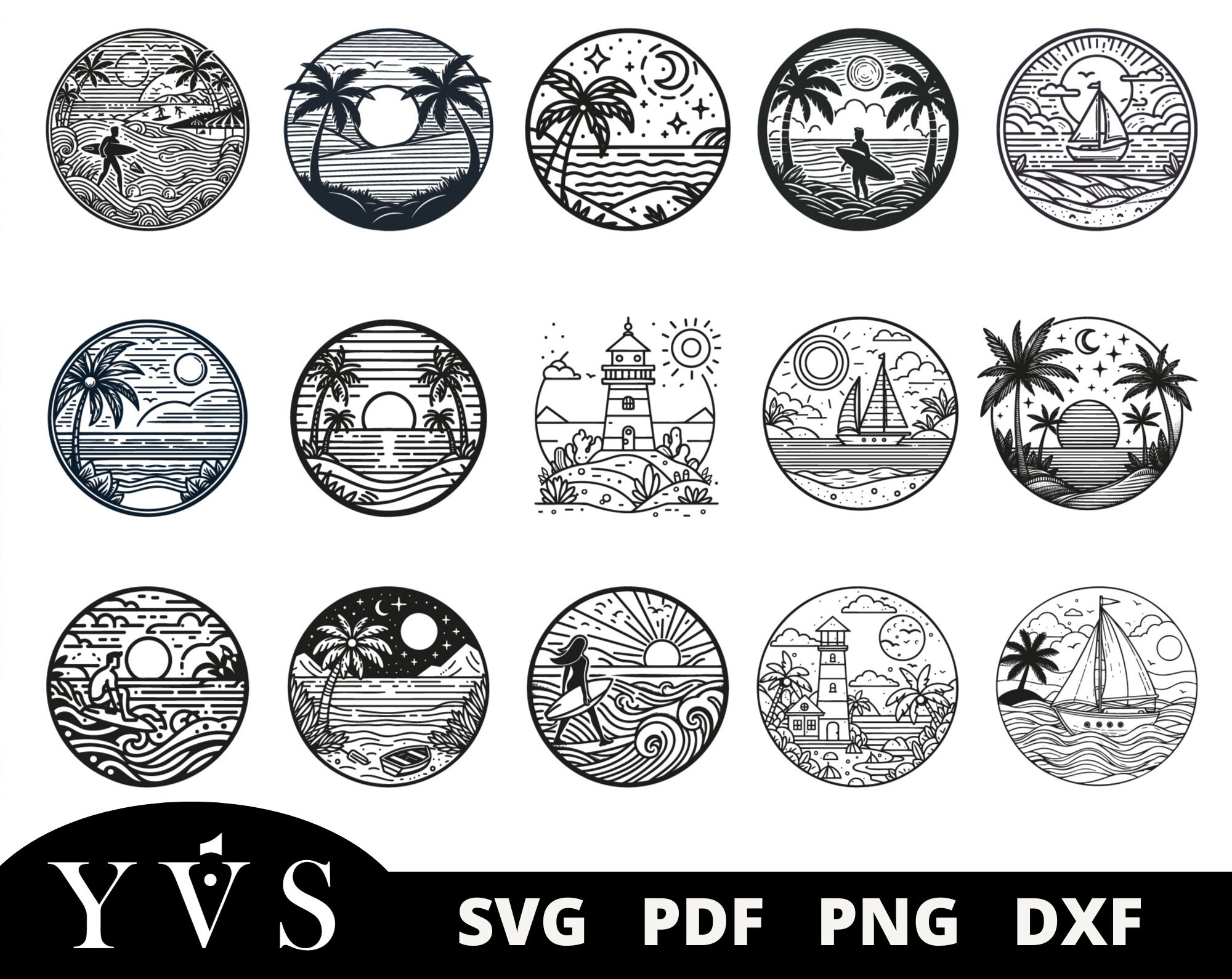 30 Originals Beach Designs Bundle, Svg Bundle Cricut Island, Svg ...