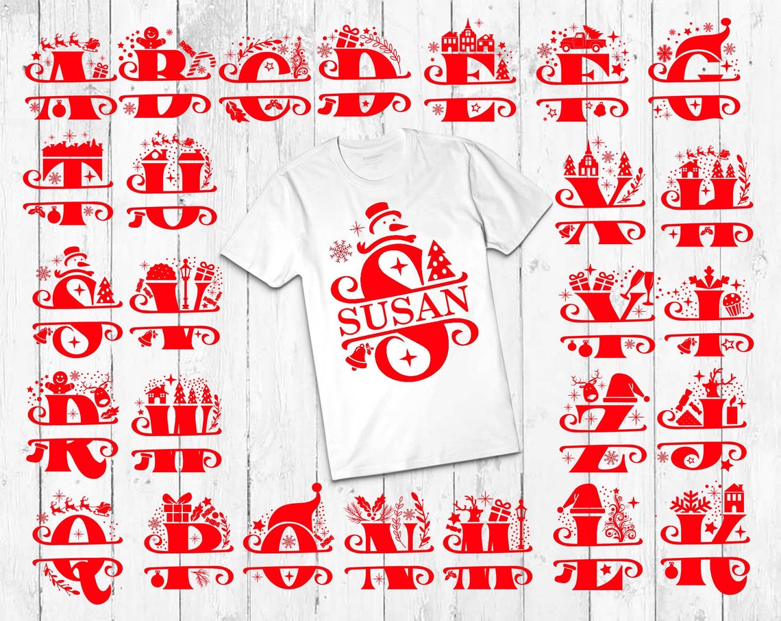 Christmas SGV Monogram, Christmas Split Letters, Christmas Split ...