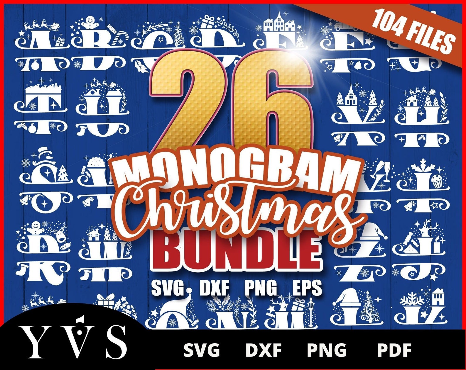 Christmas SGV Monogram, Christmas Split Letters, Christmas Split ...